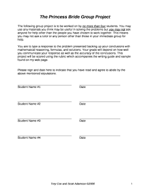 The Princess Bride Group Project Doc Template | pdfFiller
