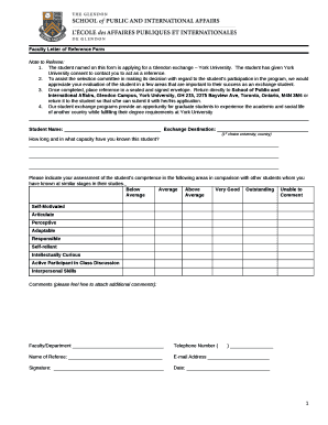 Faculty Letter of Reference Doc Template | pdfFiller