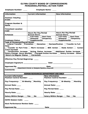 PERSONNEL/PAYROLL ACTION Doc Template | pdfFiller