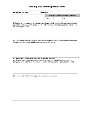 Training & Development Period Doc Template | pdfFiller