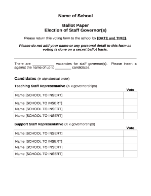 Election of Staff Governor(s) Doc Template | pdfFiller