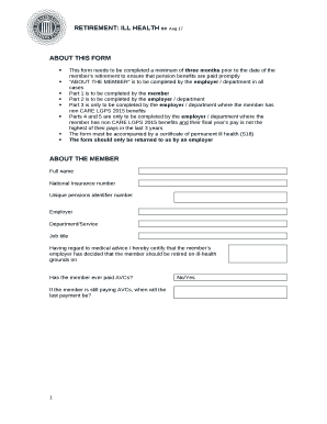 RETIREMENT: ILL HEALTH S9Aug 17 Doc Template | pdfFiller