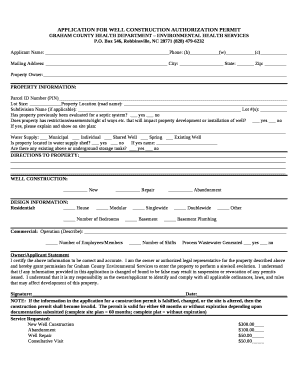 APPLICATION FOR WELL CONSTRUCTION AUTHORIZATION PERMIT Doc Template ...