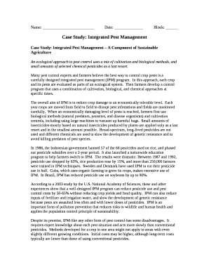Case Study: Integrated Pest Management Doc Template | pdfFiller