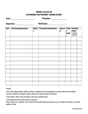 GRINNELL COLLEGE IBC Doc Template | pdfFiller