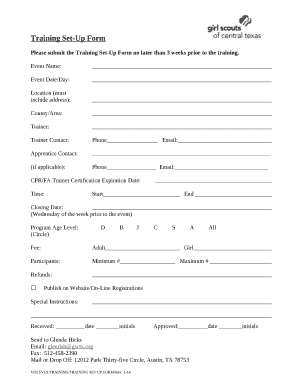 Training Set-Up Doc Template | pdfFiller