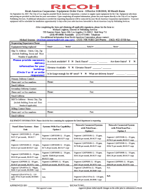 Ricoh Americas CorporationEquipment Order - Effective 3/20/2010, 30 ...