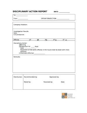 DISCIPLINARY ACTION REPORTDATE: Doc Template | pdfFiller