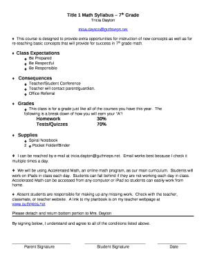 Title 1 Math Syllabus 7th Grade Doc Template | pdfFiller