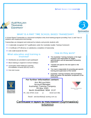 Certificate II Sport & Recreation (Gymnastics) Doc Template | pdfFiller