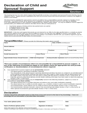 Declaration of Child and Spousal Support Doc Template | pdfFiller