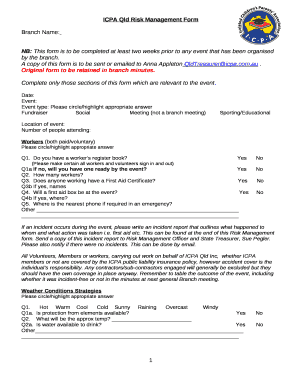 ICPA Qld Risk Management Doc Template | pdfFiller