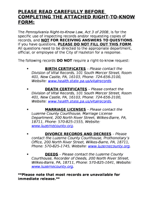 PLEASE READ CAREFULLY BEFORE COMPLETING THE ATTACHED RIGHT-TO-KNOW ...