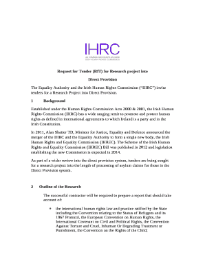 Request for Tender (RfT) for Research project into Doc Template | pdfFiller