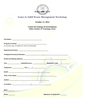 Issues in Solid Waste Management Workshop Doc Template | pdfFiller