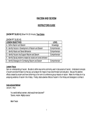 RACISM AND SEXISM Doc Template | pdfFiller