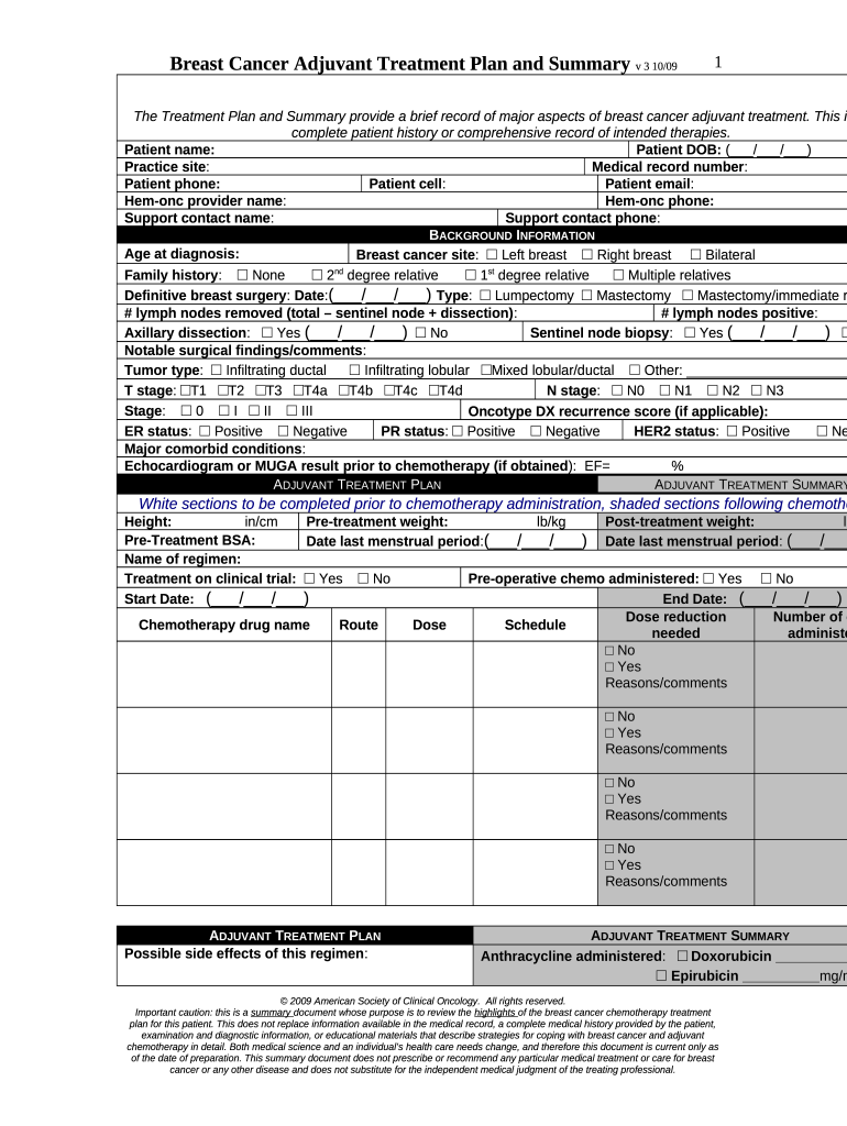 Breast cancer treatment plan: Fill out & sign online | DocHub