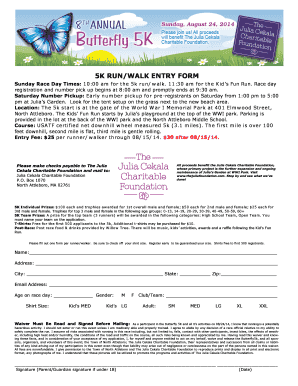 Fillable Online 5K RUN/WALK ENTRY FORM Fax Email Print - pdfFiller