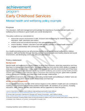 Mental health and wellbeing policy example Doc Template | pdfFiller
