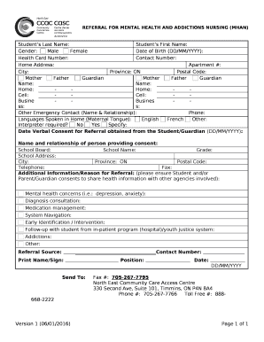 Referral Form Template Mental Health | pdfFiller