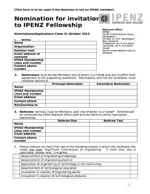 Nomination for invitation Doc Template | pdfFiller