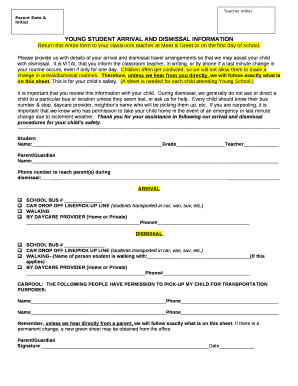 YOUNG STUDENT ARRIVAL AND DISMISSAL INATION - ipsdweb ipsd Doc Template ...