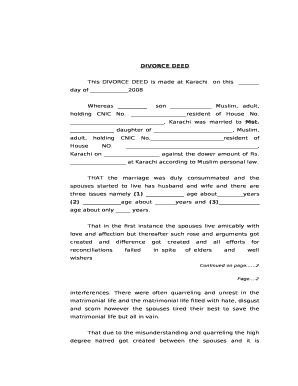 divorce deed pdf Doc Template | pdfFiller