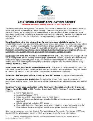 2017 SCHOLARSHIP APPLICATION PACKET Doc Template | pdfFiller