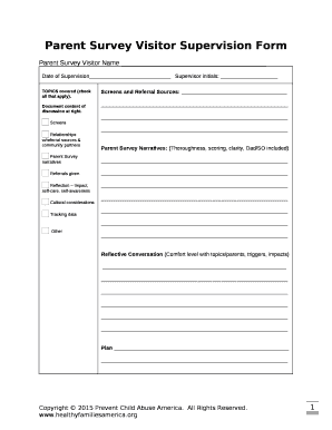 Parent Survey Visitor Supervision Doc Template | pdfFiller