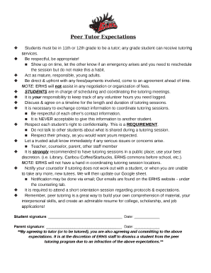 Peer Tutor Expectations Doc Template | pdfFiller
