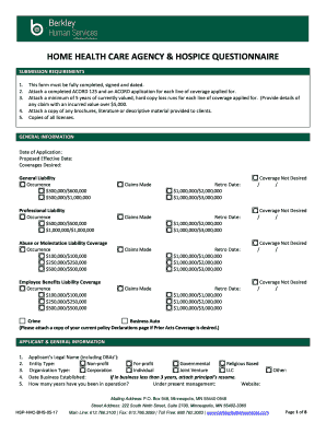 Fillable Online HOME HEALTH CARE AGENCY & HOSPICE QUESTIONNAIRE Fax ...