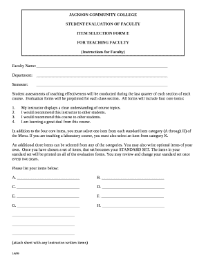 ITEM SELECTION E Doc Template | pdfFiller