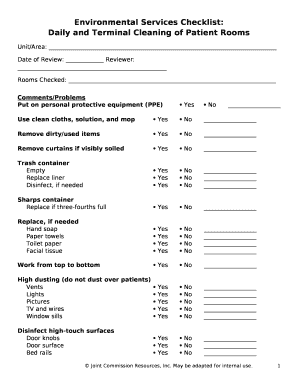 Daily and Terminal Cleaning of Patient Rooms Doc Template | pdfFiller