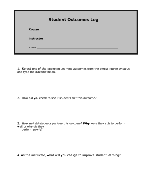 Student Outcomes Log Doc Template | pdfFiller