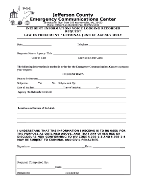 INCIDENT INATION/ VOICE LOGGING RECORDER REQUEST template Doc Template ...