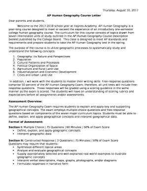 AP Human Geography Course Letter Doc Template | pdfFiller