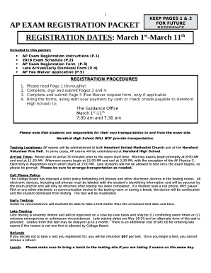 AP EXAM REGISTRATION PACKET Doc Template | pdfFiller
