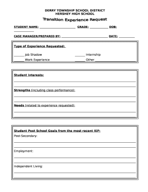 STUDENT NAME: GRADE: DOB: Doc Template | pdfFiller