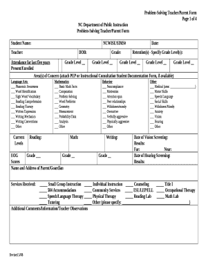 Problem-Solving Teacher/Parent Doc Template | pdfFiller