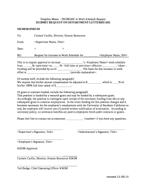 Template Memo INCREASE in Work Schedule Request - keck usc Doc Template ...