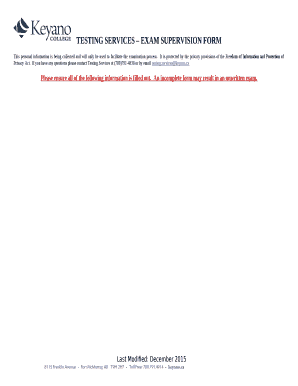 TESTING SERVICES EXAM SUPERVISION Doc Template | pdfFiller