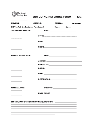 OUTGOING REFERRAL Date Doc Template | pdfFiller