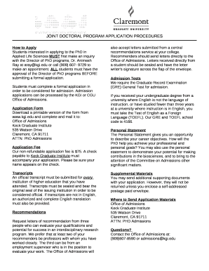 joint Doctoral program application procedures Doc Template | pdfFiller