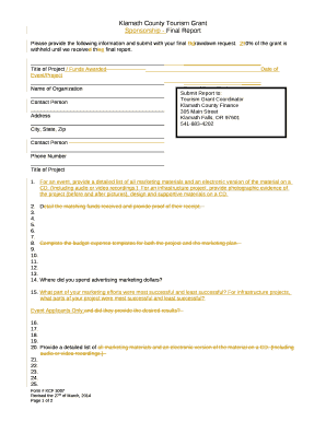 Sponsorship - Final Report Doc Template | pdfFiller