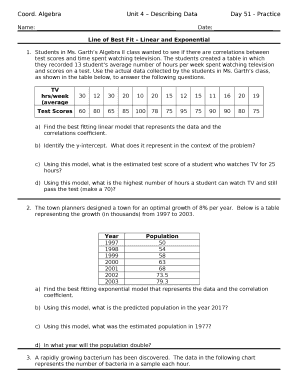 Line of Best Fit Linear and Exponential Doc Template | pdfFiller