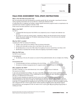 Fillable Online FALLS RISK ASSESSMENT TOOL (FRAT) INSTRUCTIONS Fax ...