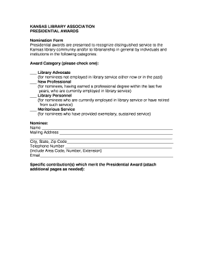 PRESIDENTIAL AWARDS Doc Template | pdfFiller