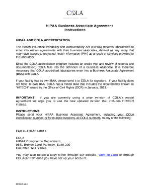 HIPAA AND COLA ACCREDITATION Doc Template | pdfFiller