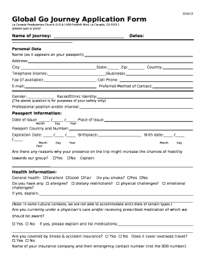 Global Go Journey Application Doc Template | pdfFiller