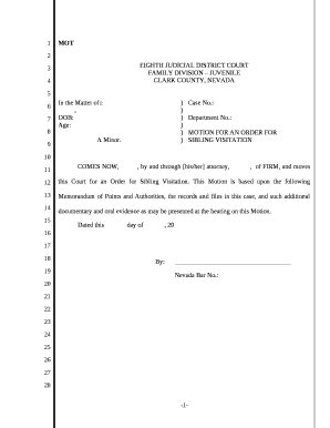 MOTION FOR AN ORDER FORSIBLING VISITATION Doc Template | pdfFiller